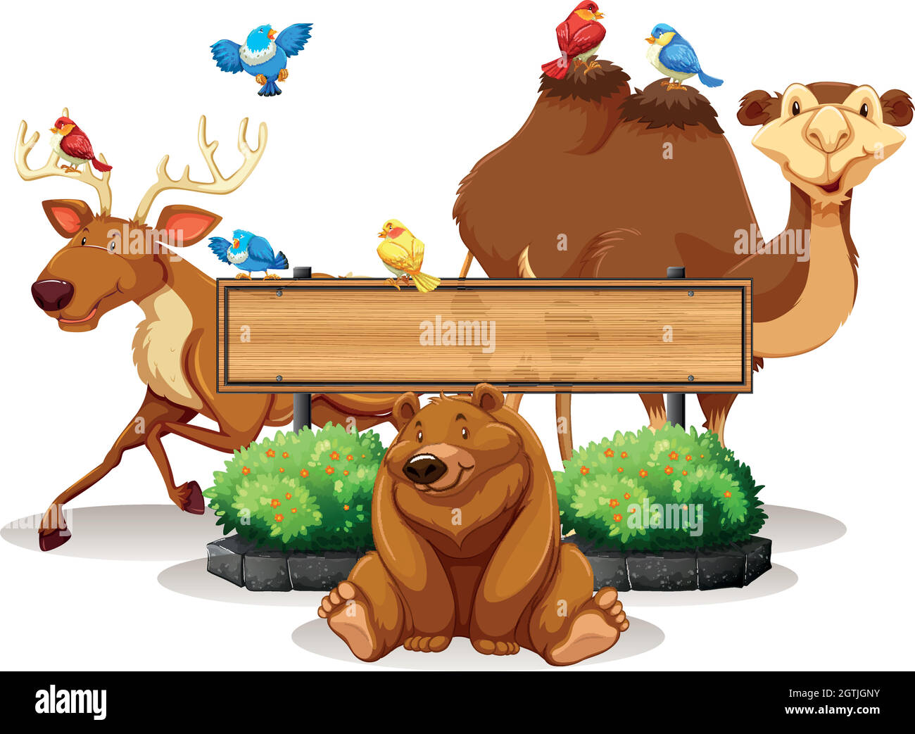 Wild animal and wooden sign template Stock Vector Image & Art - Alamy