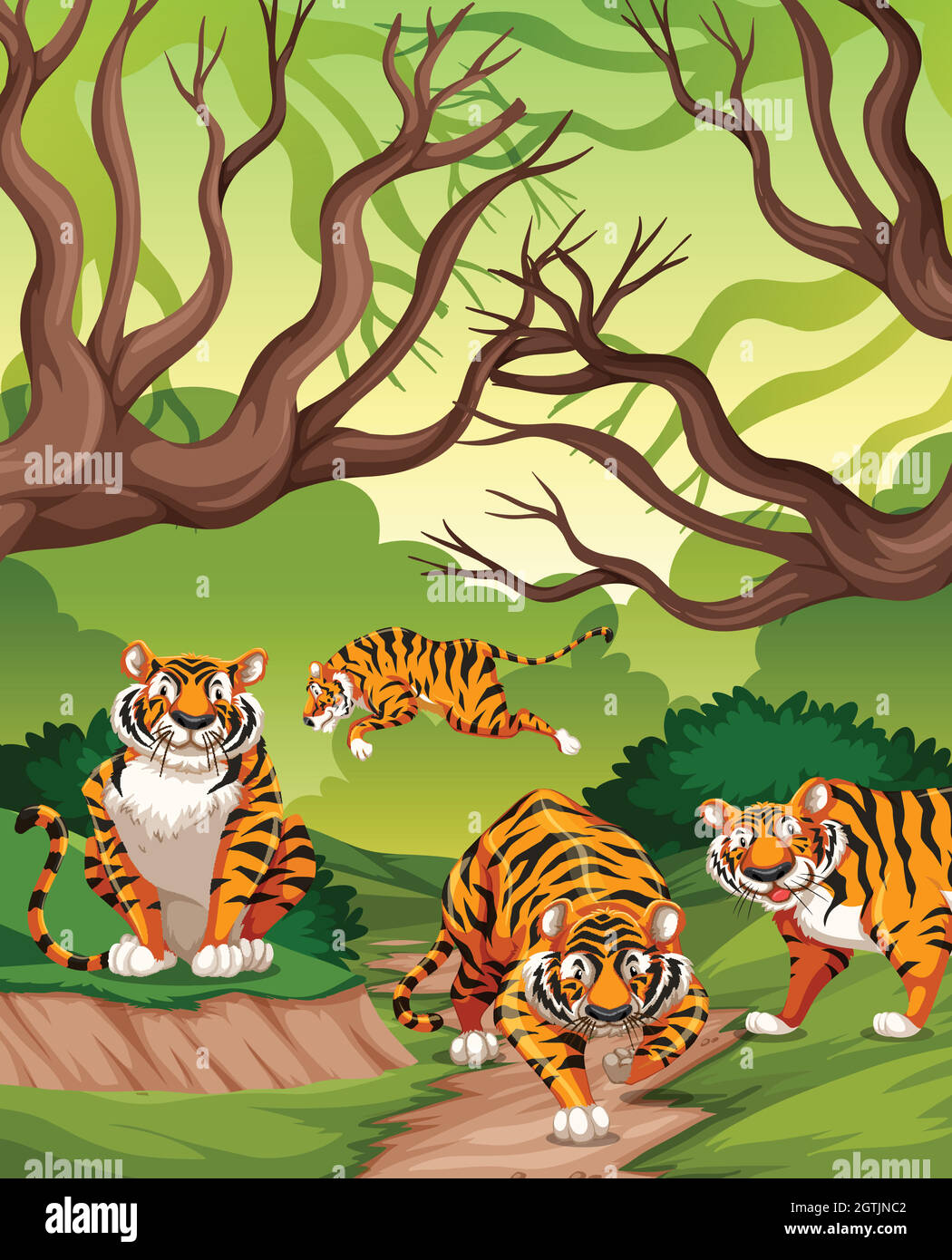 Tigers in jungle scene Stock Vector Image & Art - Alamy