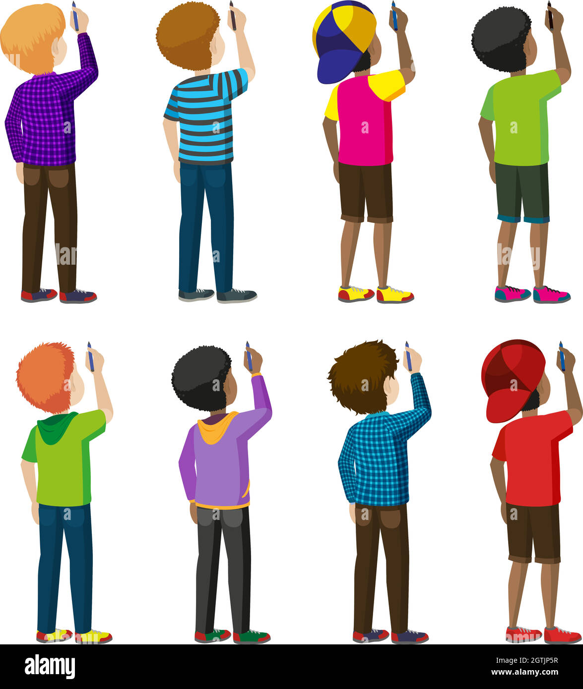 Group eight young teenagers boys hi-res stock photography and images ...