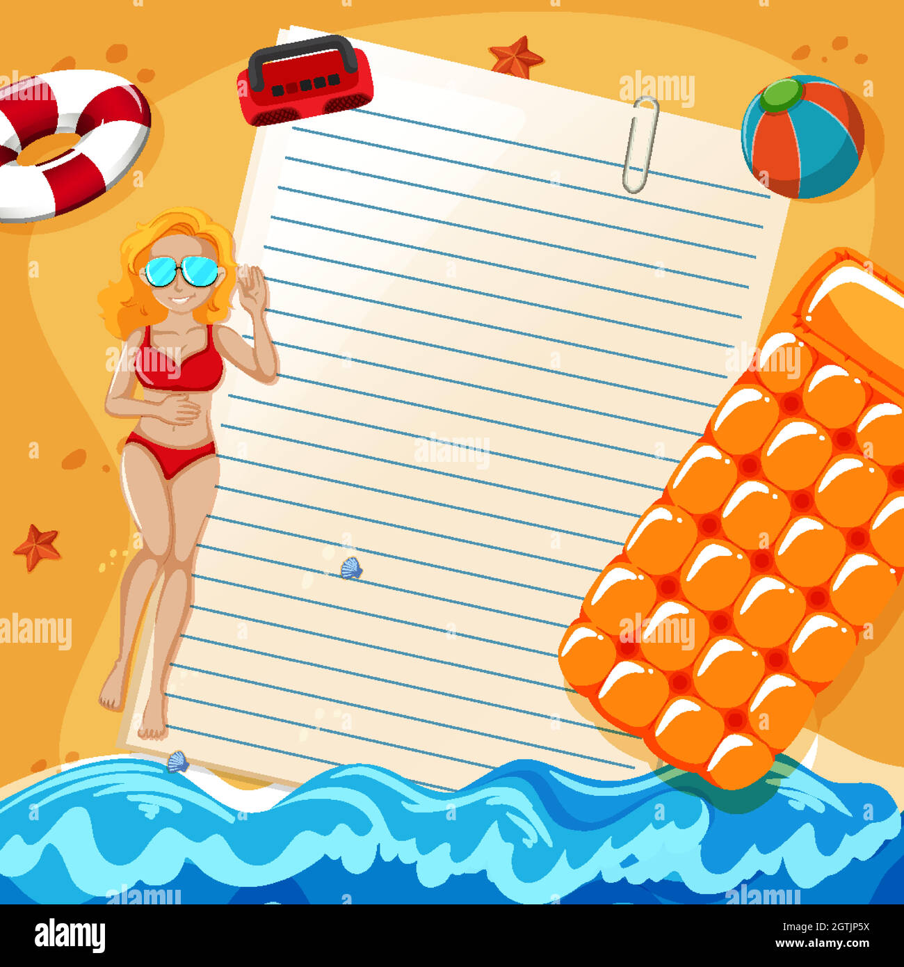 Blank paper note template summer theme Stock Vector Image & Art - Alamy