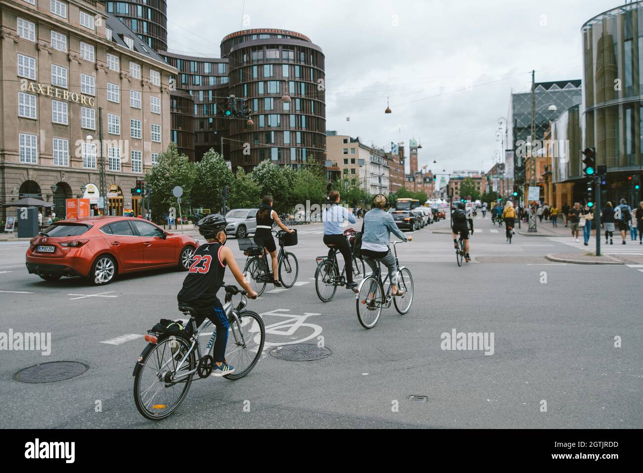 COPENHAGEN, DENMARK - AUGUST 14, 2021: Regular traffic of cyclists in ...