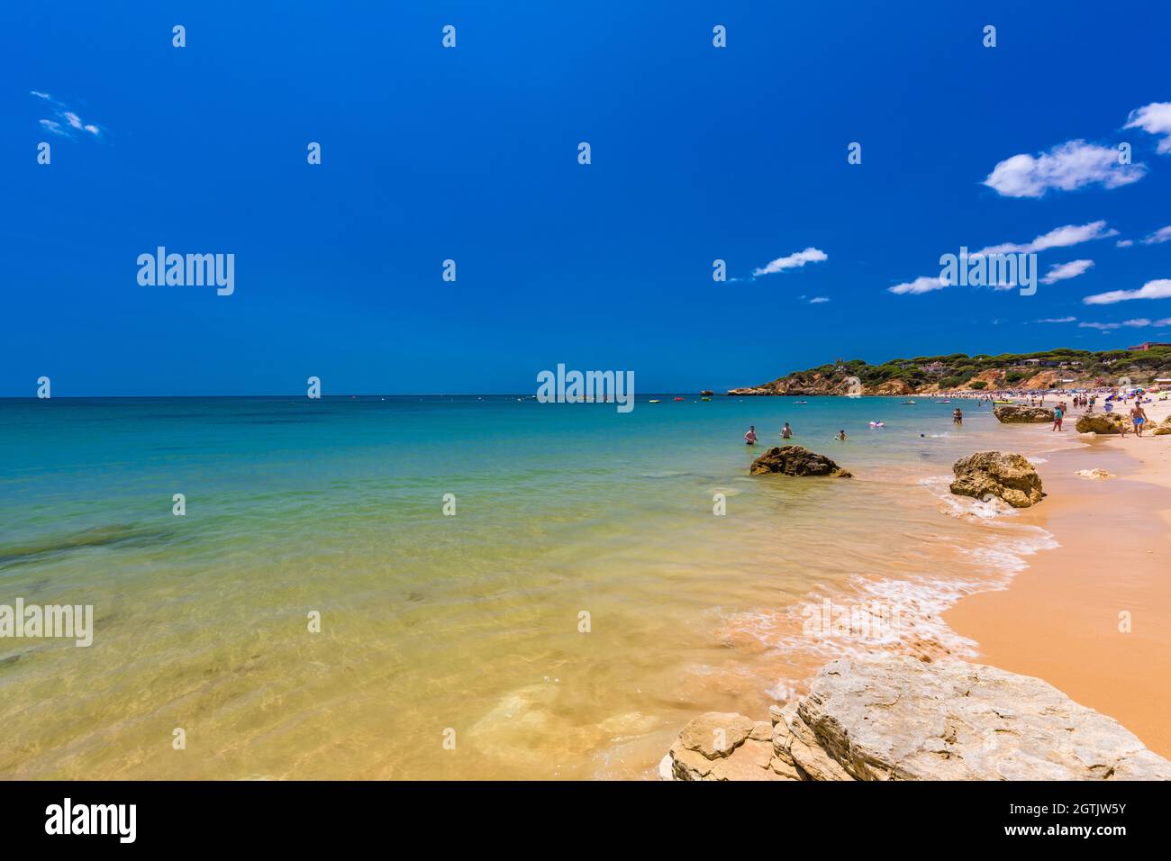 Aerial drone panoramic shots of Praia da Balaia and Praia de Santa ...