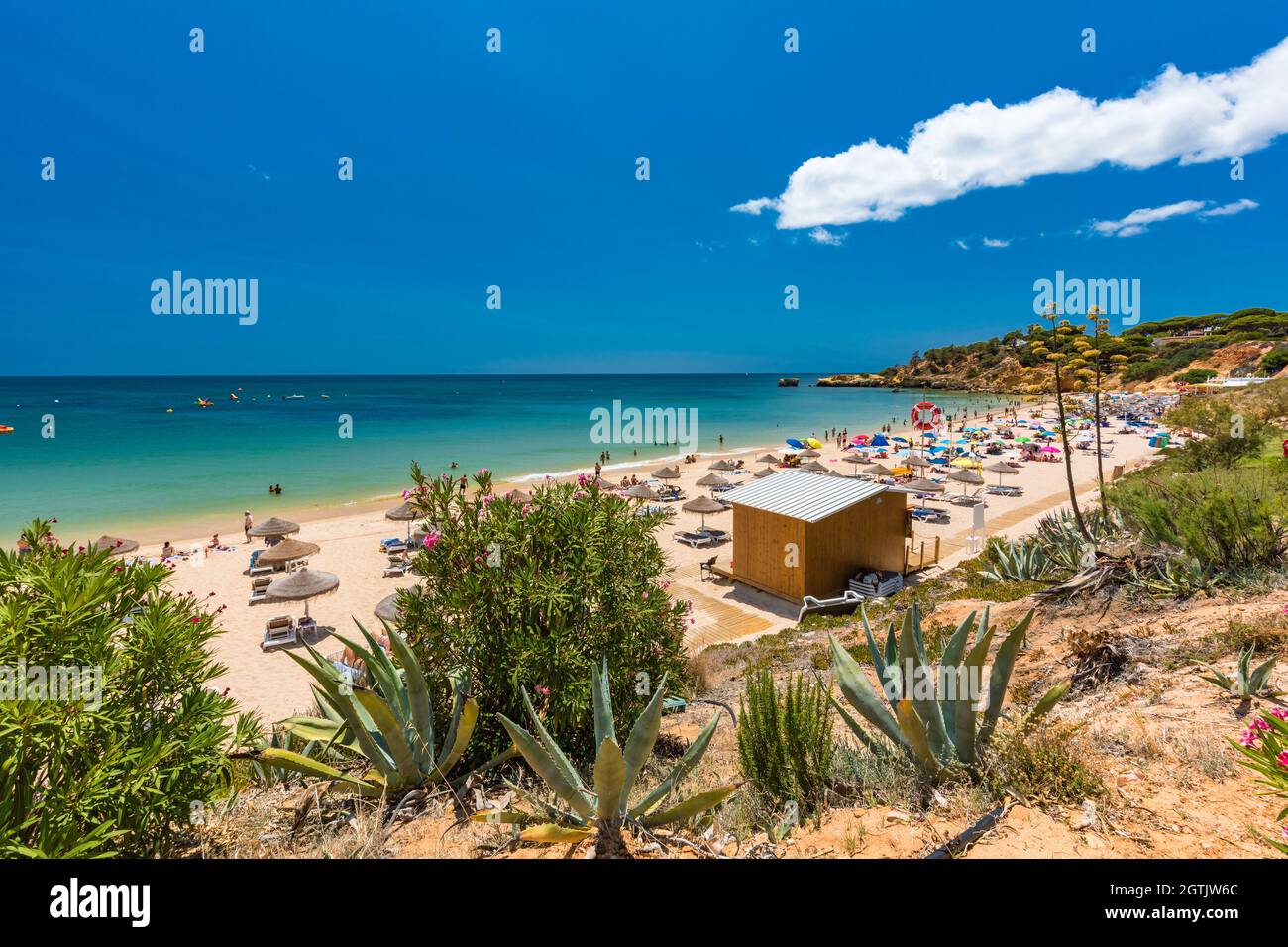 Aerial drone panoramic shots of Praia da Balaia and Praia de Santa ...