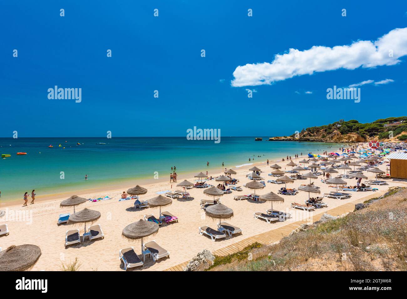 Aerial drone panoramic shots of Praia da Balaia and Praia de Santa ...