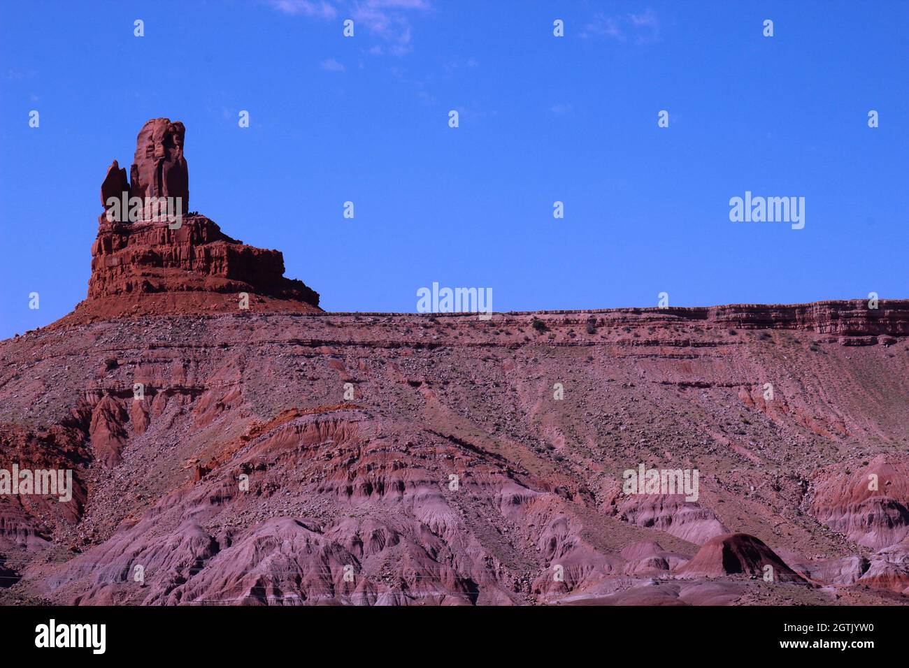 Lone Rock Outcropping Protruding From High Desert Plateau Stock Photo ...