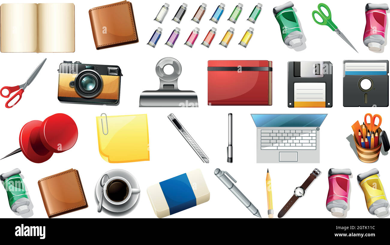 Set of stationary object Stock Vector Image & Art - Alamy