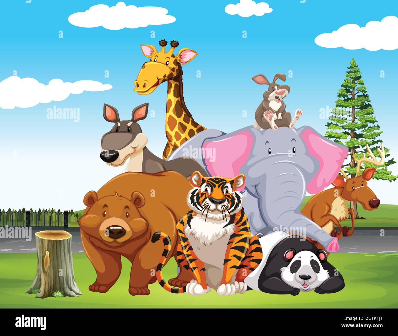 Wild animals in the field Stock Vector Image & Art - Alamy