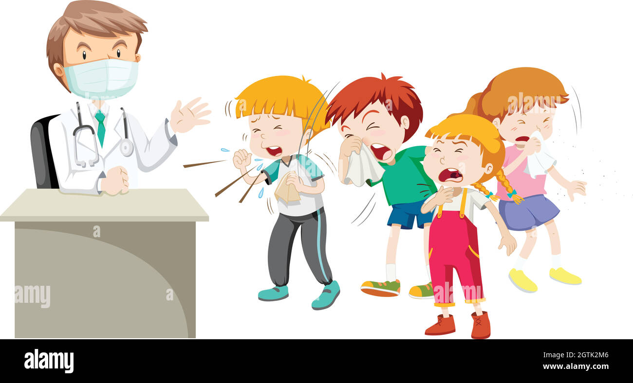 Doctor and many sick children Stock Vector Image & Art - Alamy