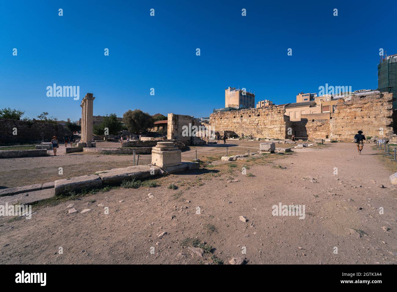 Old ruins in Hadrian's Library in Athens, Greece Stock Photo - Alamy