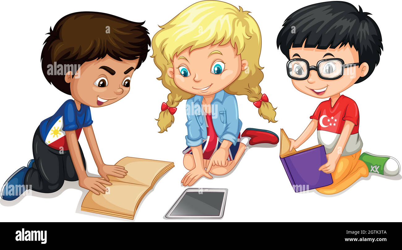 Children reading and doing work Stock Vector Image & Art - Alamy