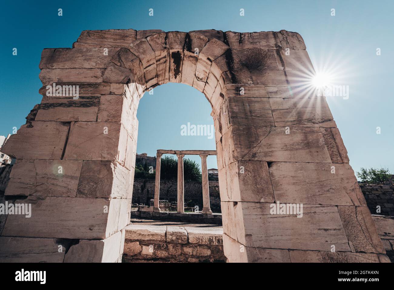 Old ruins in Hadrian's Library in Athens, Greece Stock Photo - Alamy