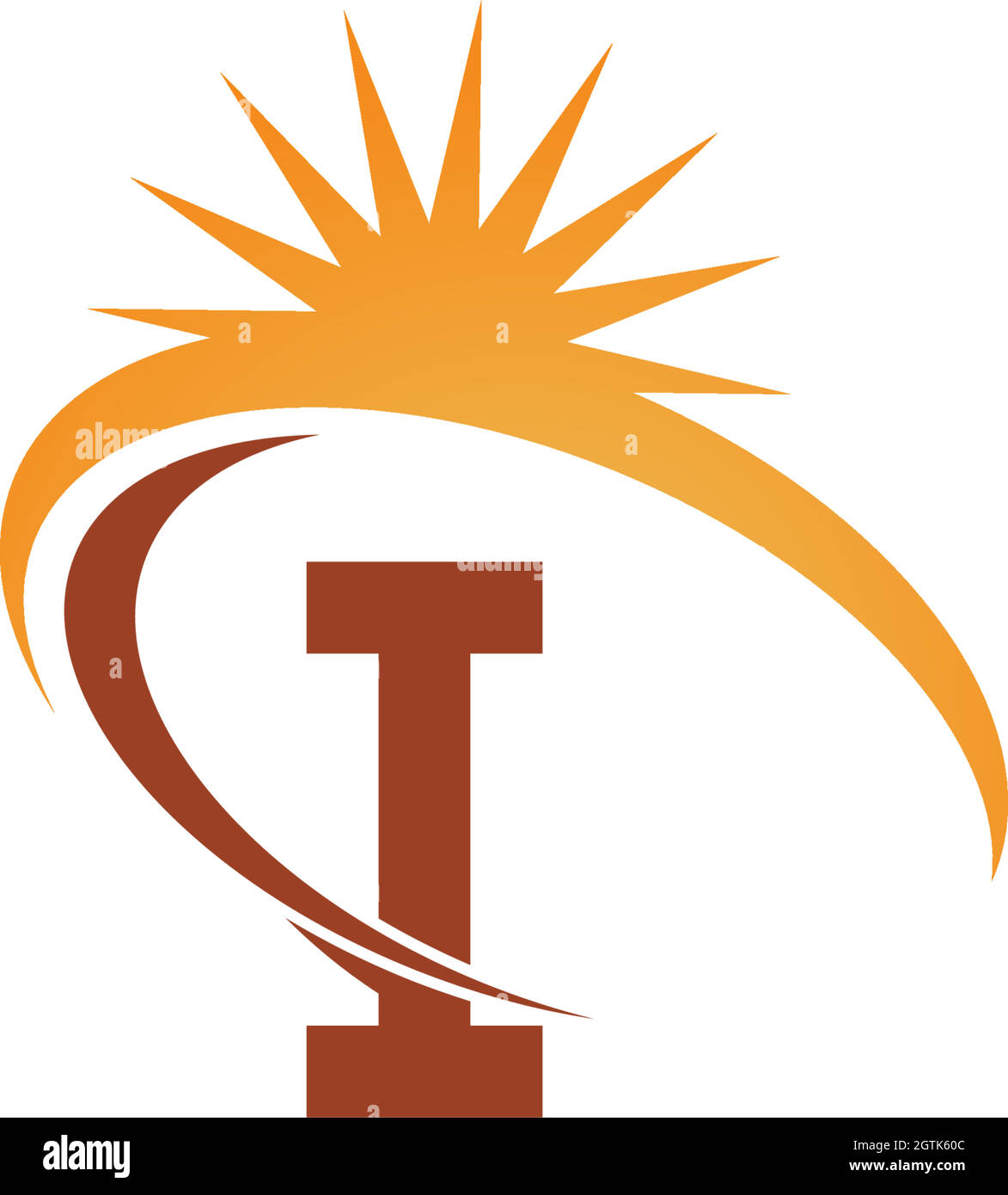 Letter I with sun ray icon logo design template illustration Stock ...