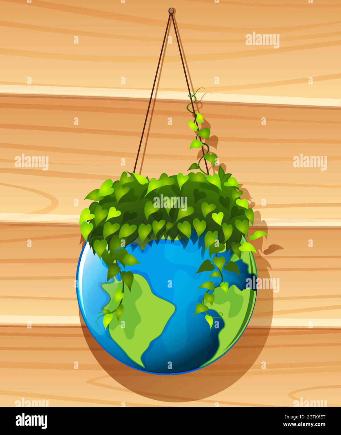 Earth and plant hanging on the wall Stock Vector Image & Art - Alamy