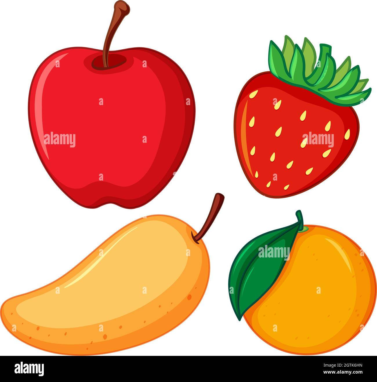 Four different types of fruits on white background Stock Vector Image ...