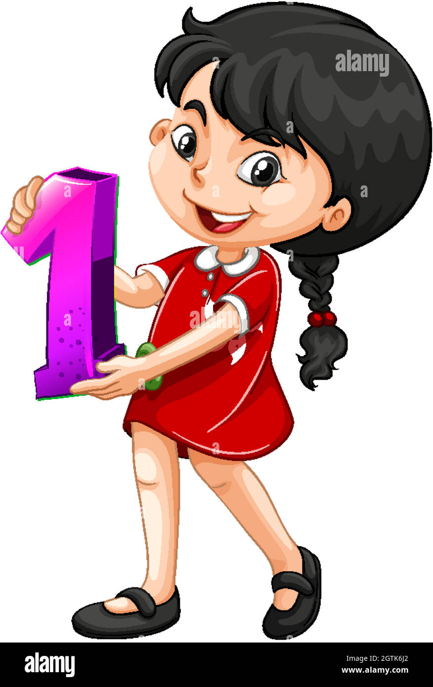 Asian girl holding math number one Stock Vector Image & Art - Alamy