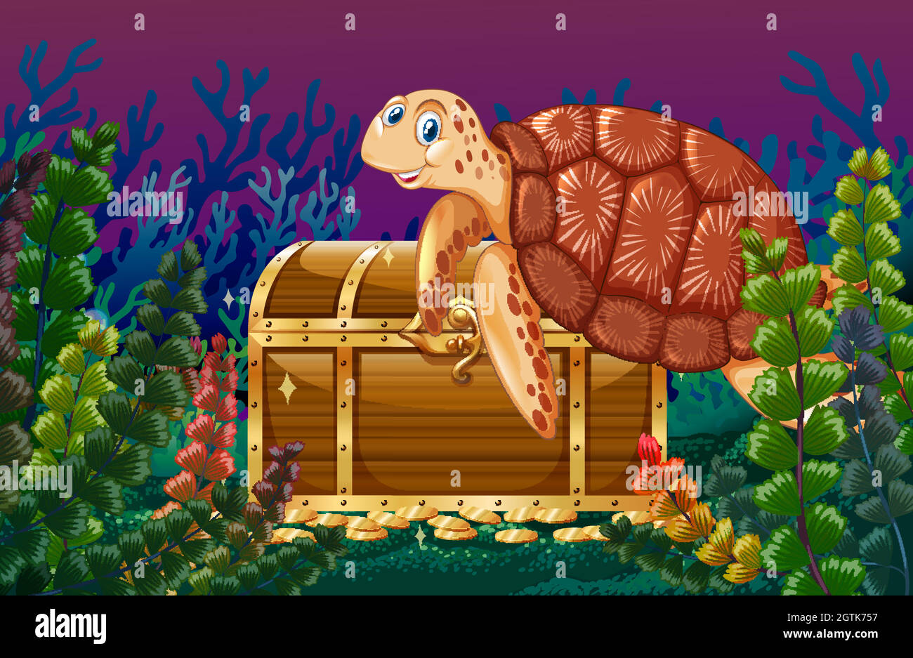 Turtle swimming under the sea Stock Vector Image & Art - Alamy