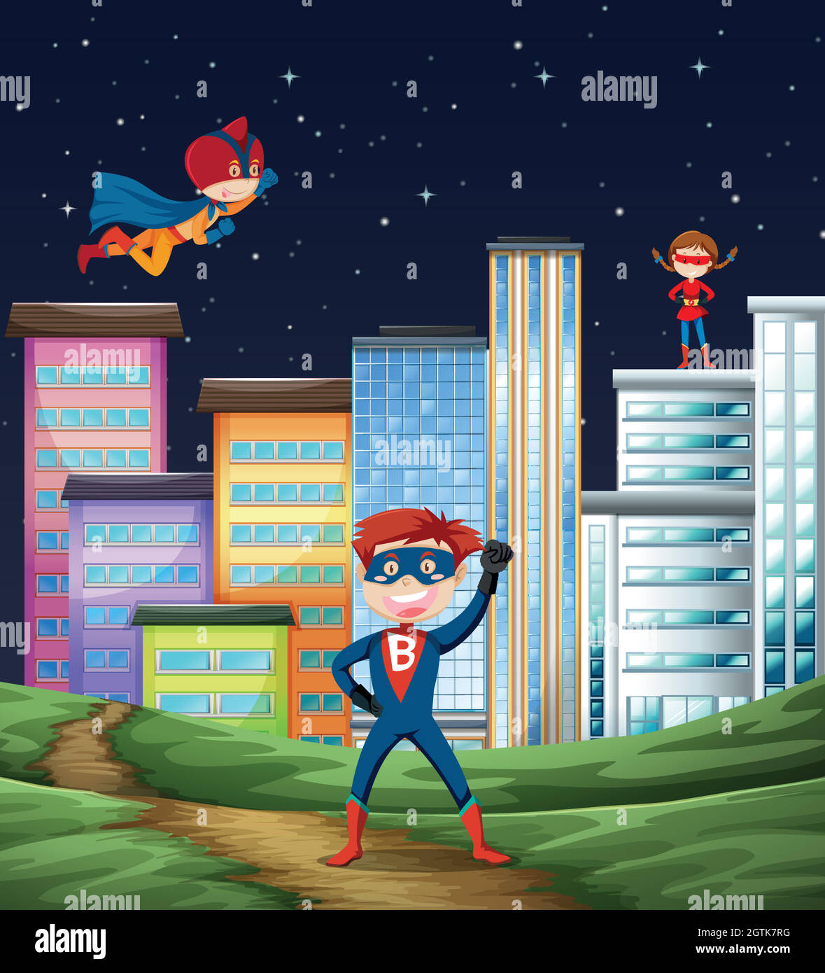 Kid super hero scene Stock Vector Image & Art - Alamy