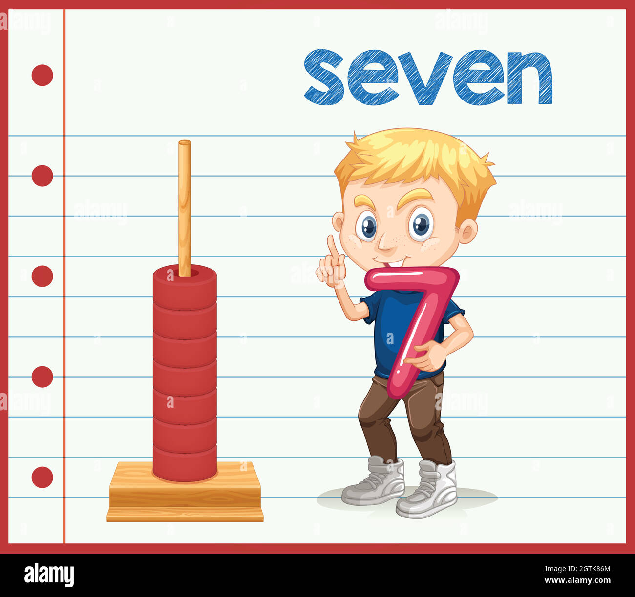Boy holding number seven Stock Vector Image & Art - Alamy