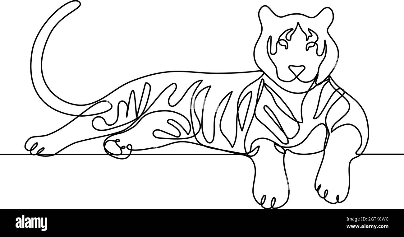 One continuous line tiger Cut Out Stock Images & Pictures - Alamy