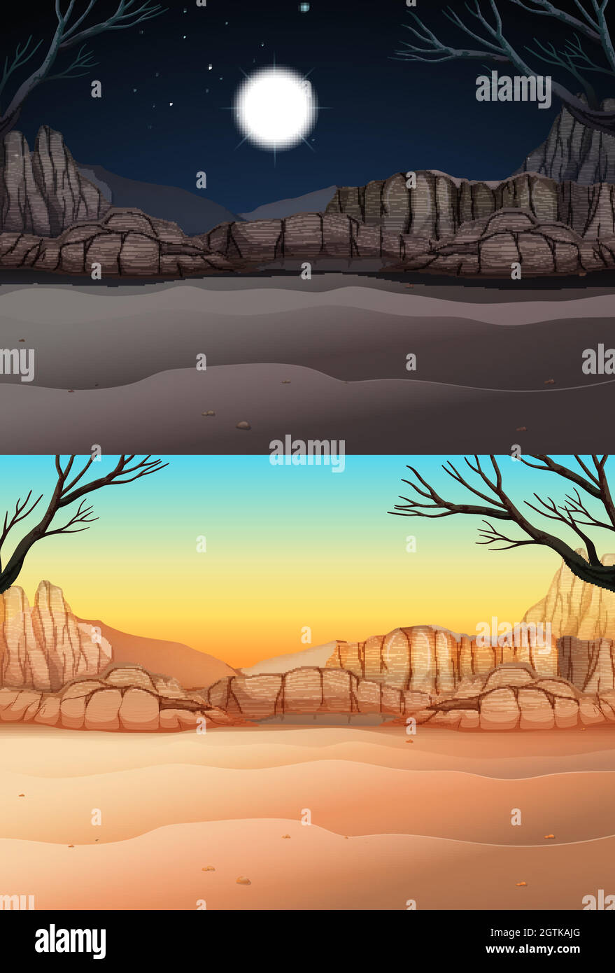 Desert night tree stars Stock Vector Images - Alamy