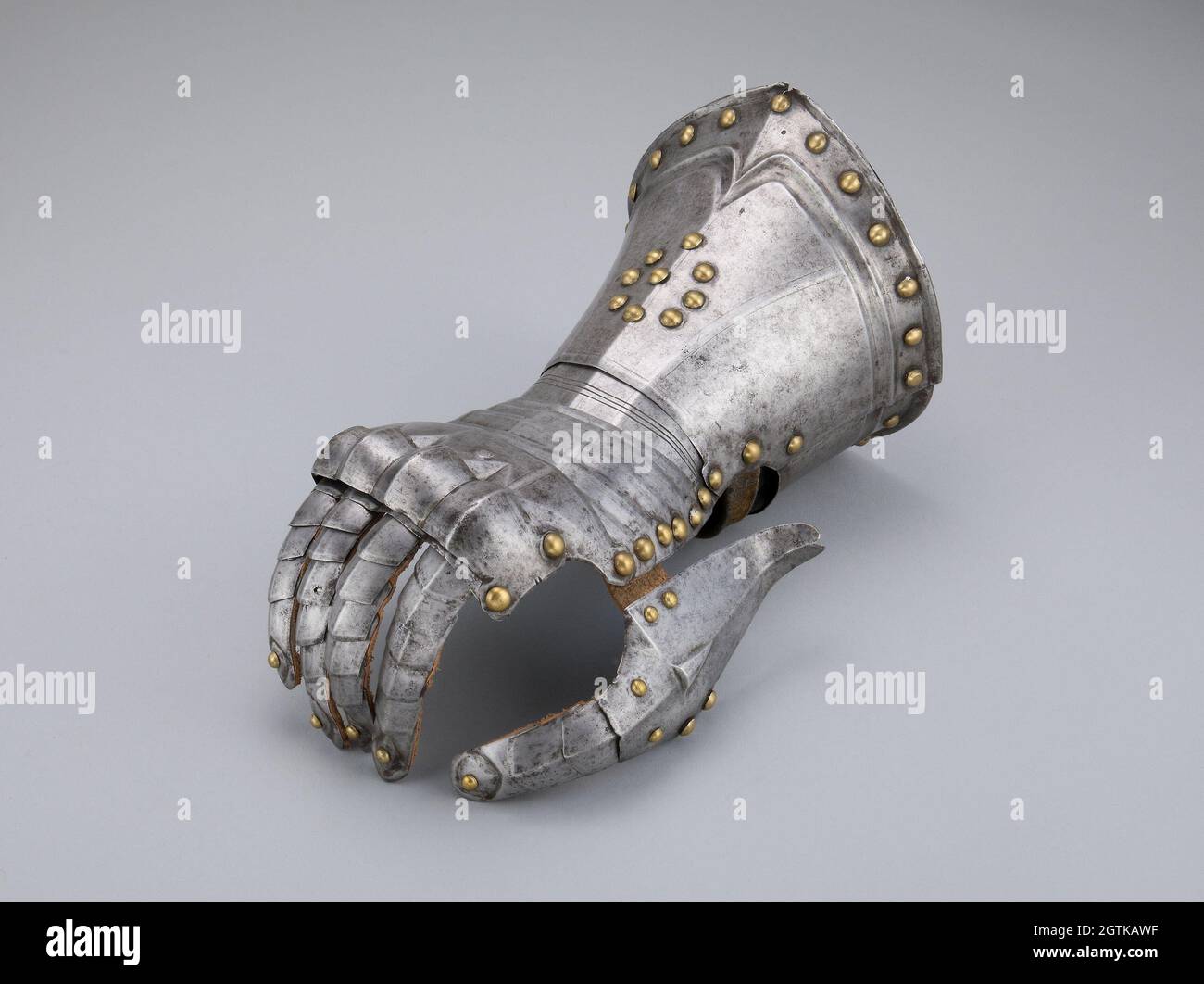 Vertical shot of fingered gauntlet for the left hand, arms and armor on ...