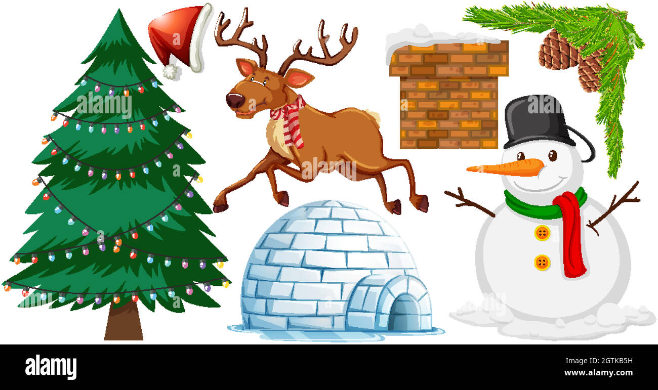 Set of isolated objects of christmas theme Stock Vector Image & Art - Alamy