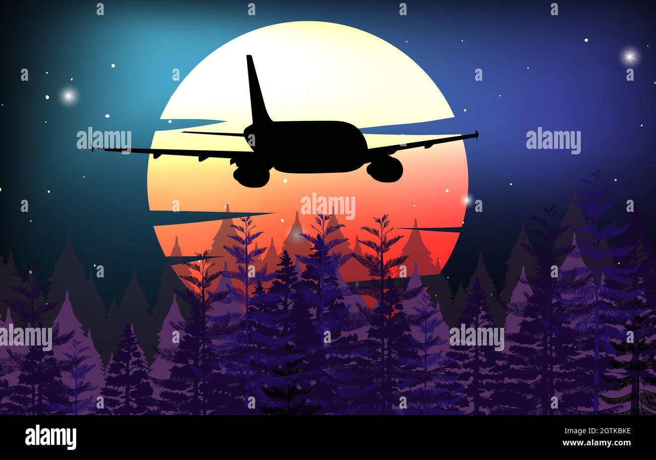 Airplane over forest Stock Vector Images - Alamy