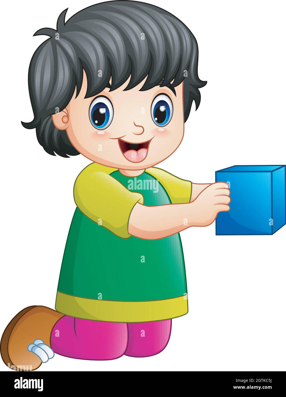 Cartoon girl playing toy cube Stock Vector Image & Art - Alamy