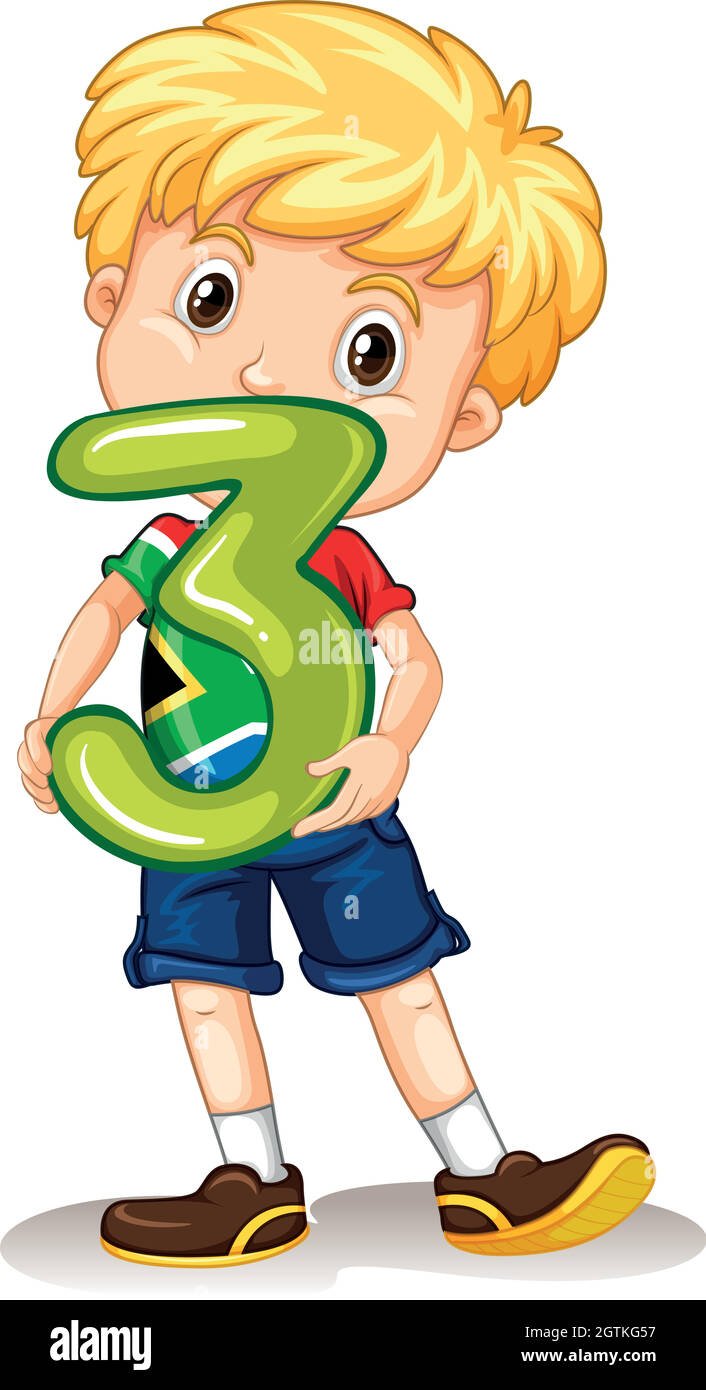 Boy holding number three Stock Vector Image & Art - Alamy
