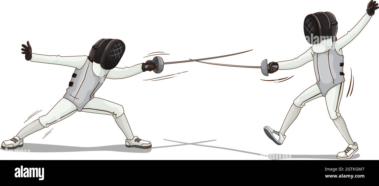 Two People Fencing Cut Out Stock Images & Pictures - Alamy