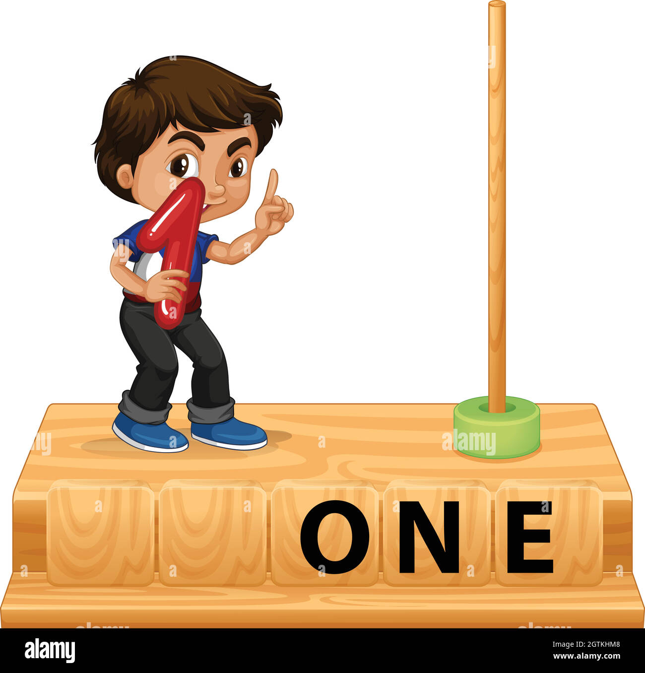 Young boy holding number one Stock Vector Image & Art - Alamy
