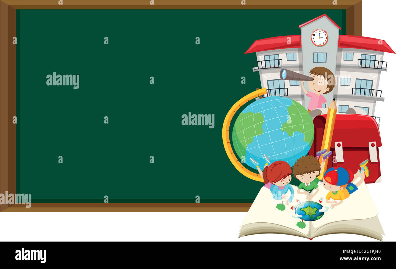 Blackboard and children learning at school Stock Vector Image & Art - Alamy