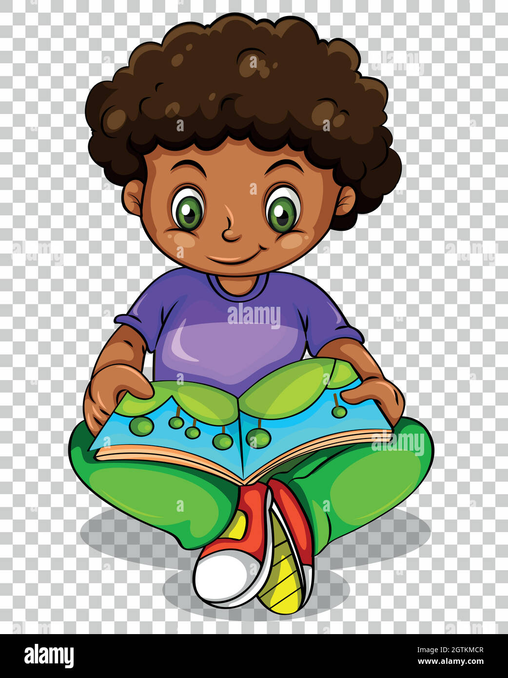Boy reading storybook on transparent background Stock Vector Image ...