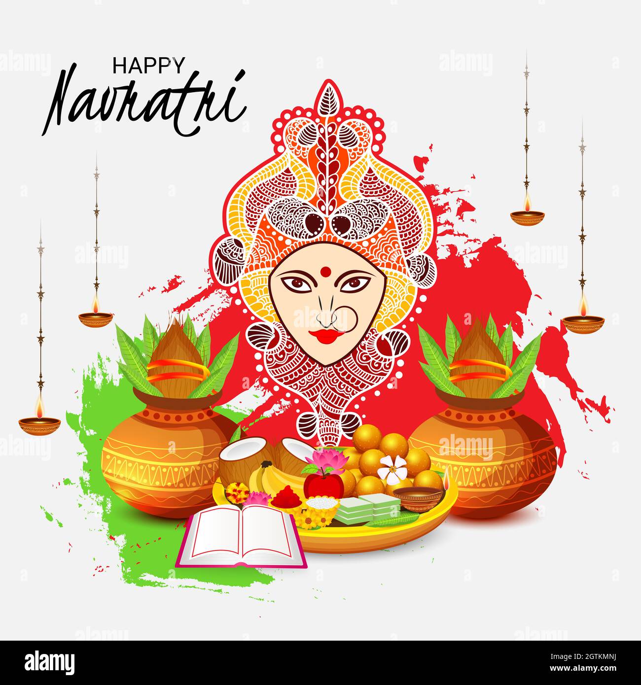 Vector illustration of a Background for Happy Navratri Celebration ...