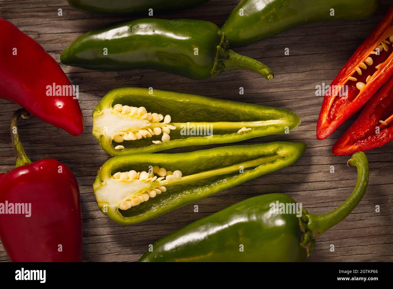 Red peppers sliced overhead view hi-res stock photography and images ...