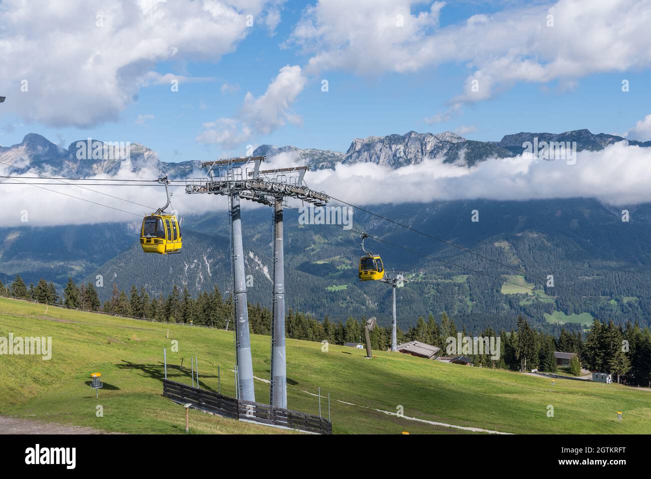 Cable Car With Gondola In The Mountains Dachstein Region, Austria Stock ...