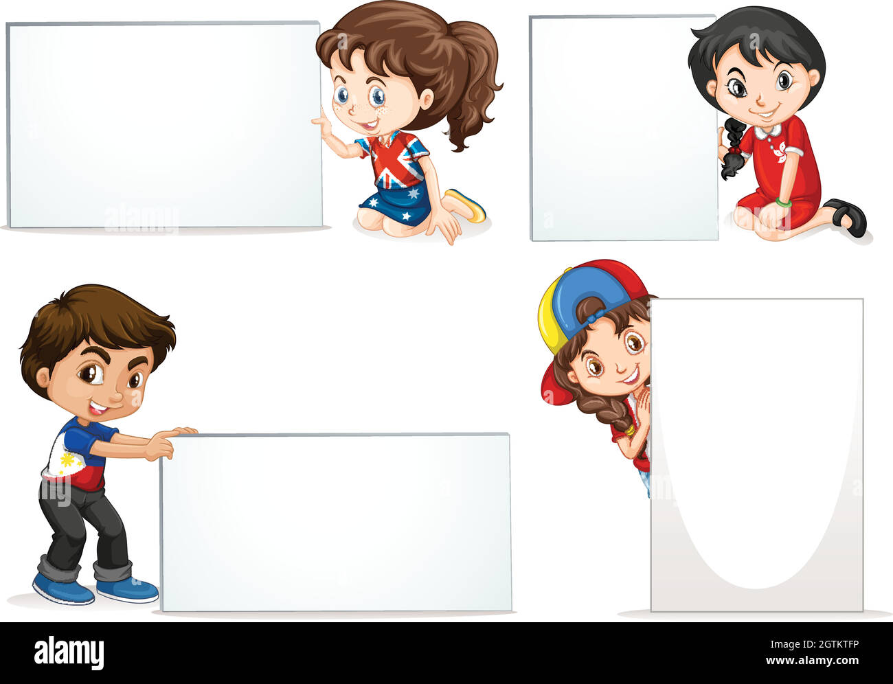 Kids holding blank sheet of boards Stock Vector Image & Art - Alamy