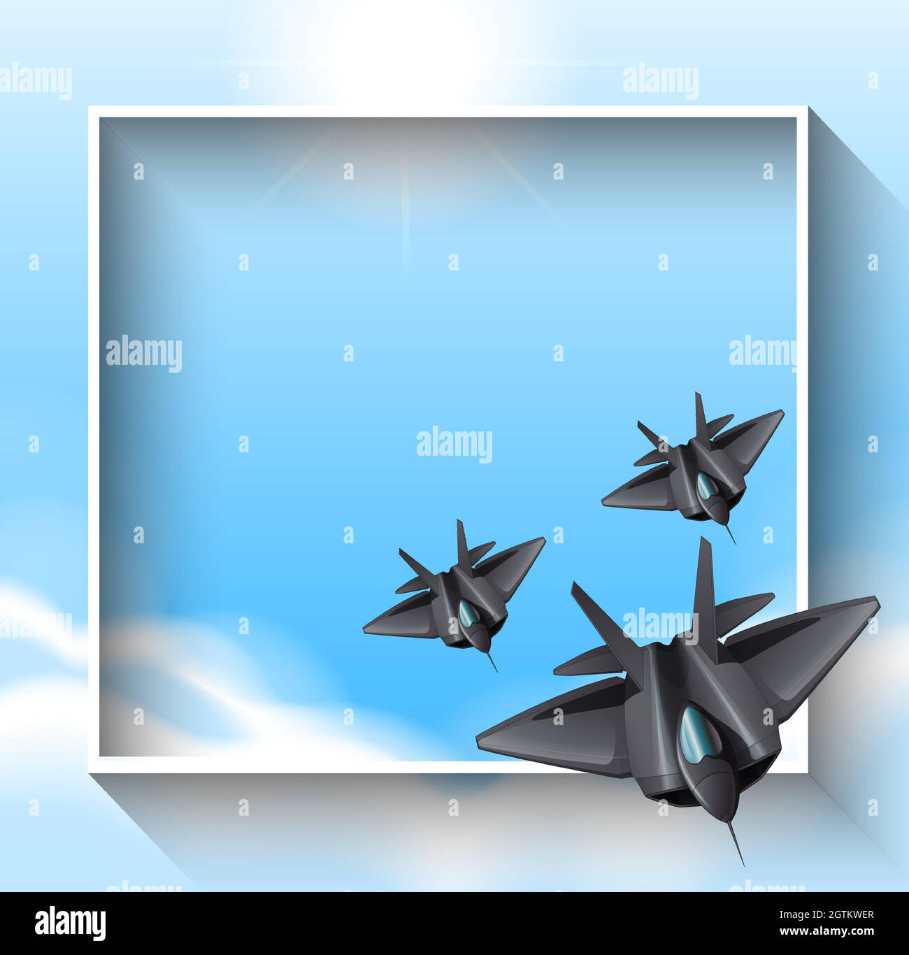 Border template with jet planes flying in sky Stock Vector Image & Art ...