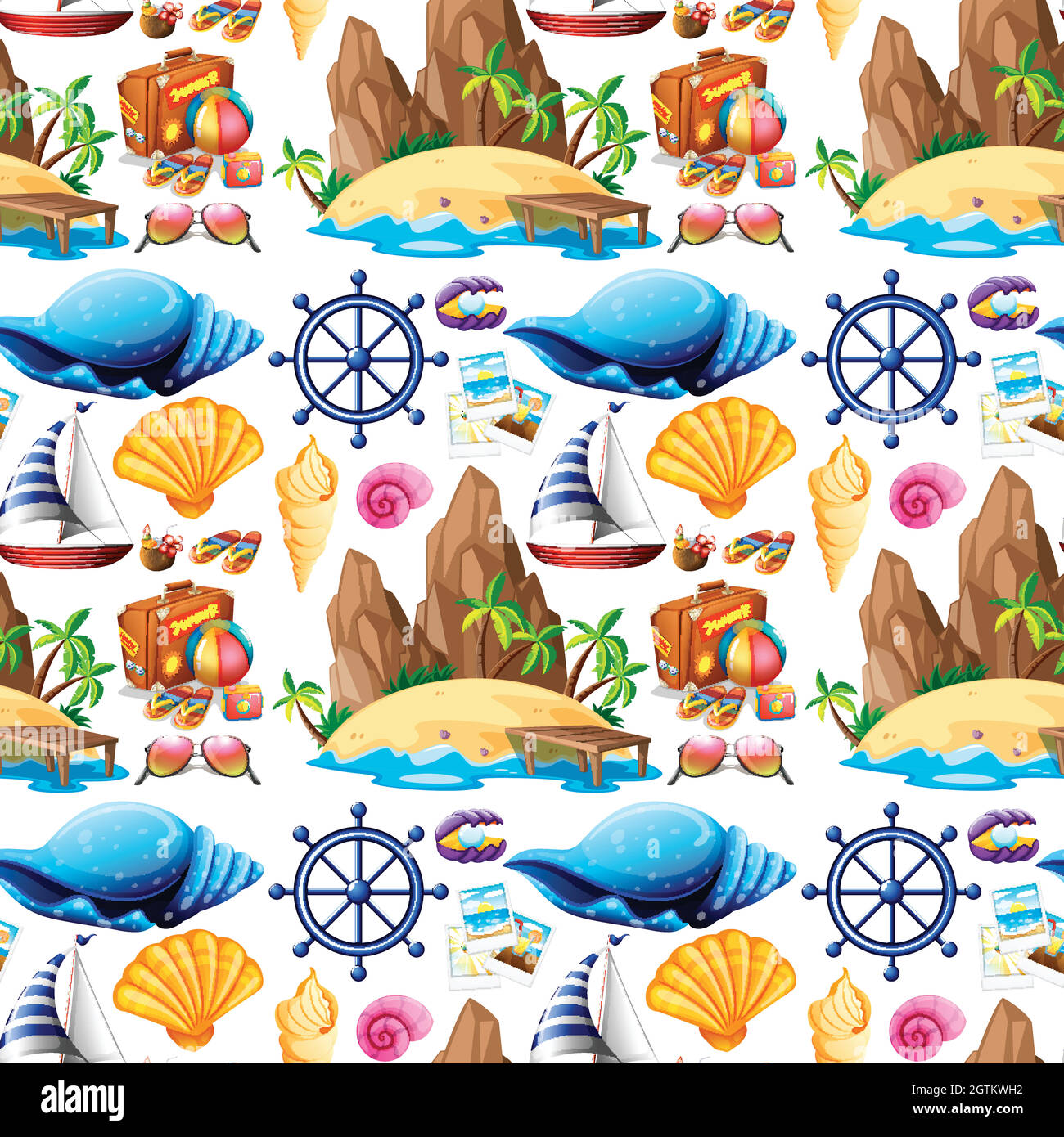 Seamless background design with sea elements Stock Vector Image & Art ...