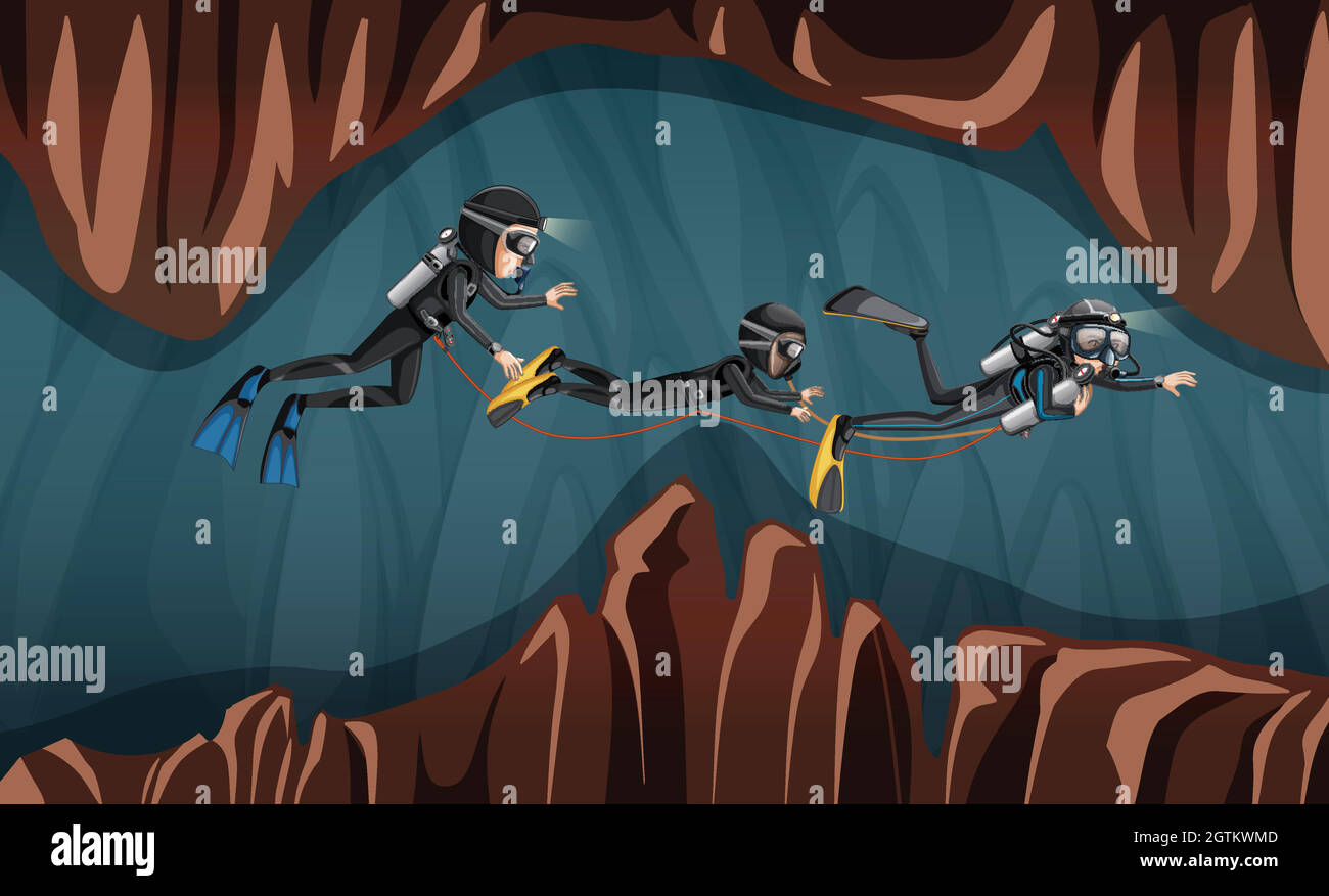 Divers helping a young boy Stock Vector Image & Art - Alamy