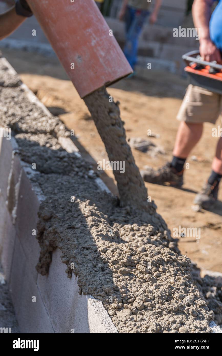 Concreting By Construction Workers On Construction Site Stock Photo - Alamy
