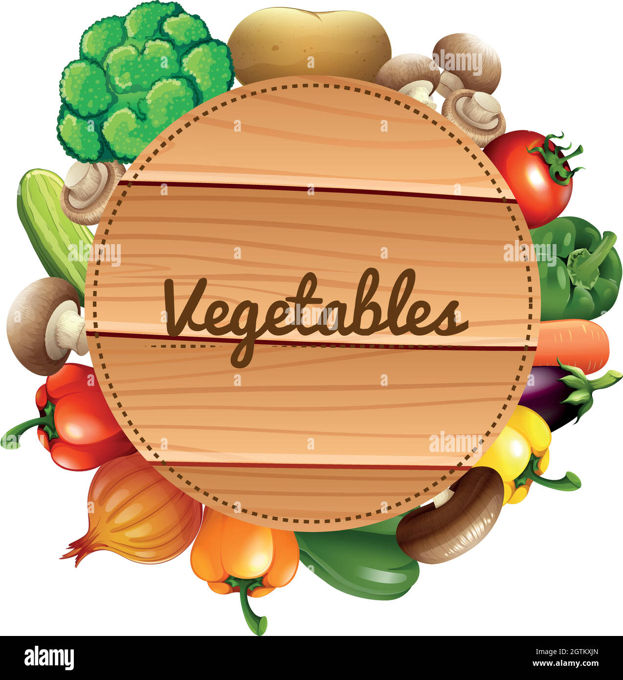 Fresh vegetables with wooden sign Stock Vector Image & Art - Alamy