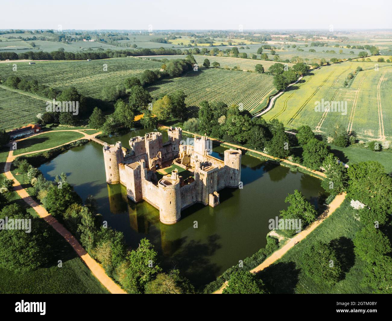 Bodiam castle aerial view hi-res stock photography and images - Alamy