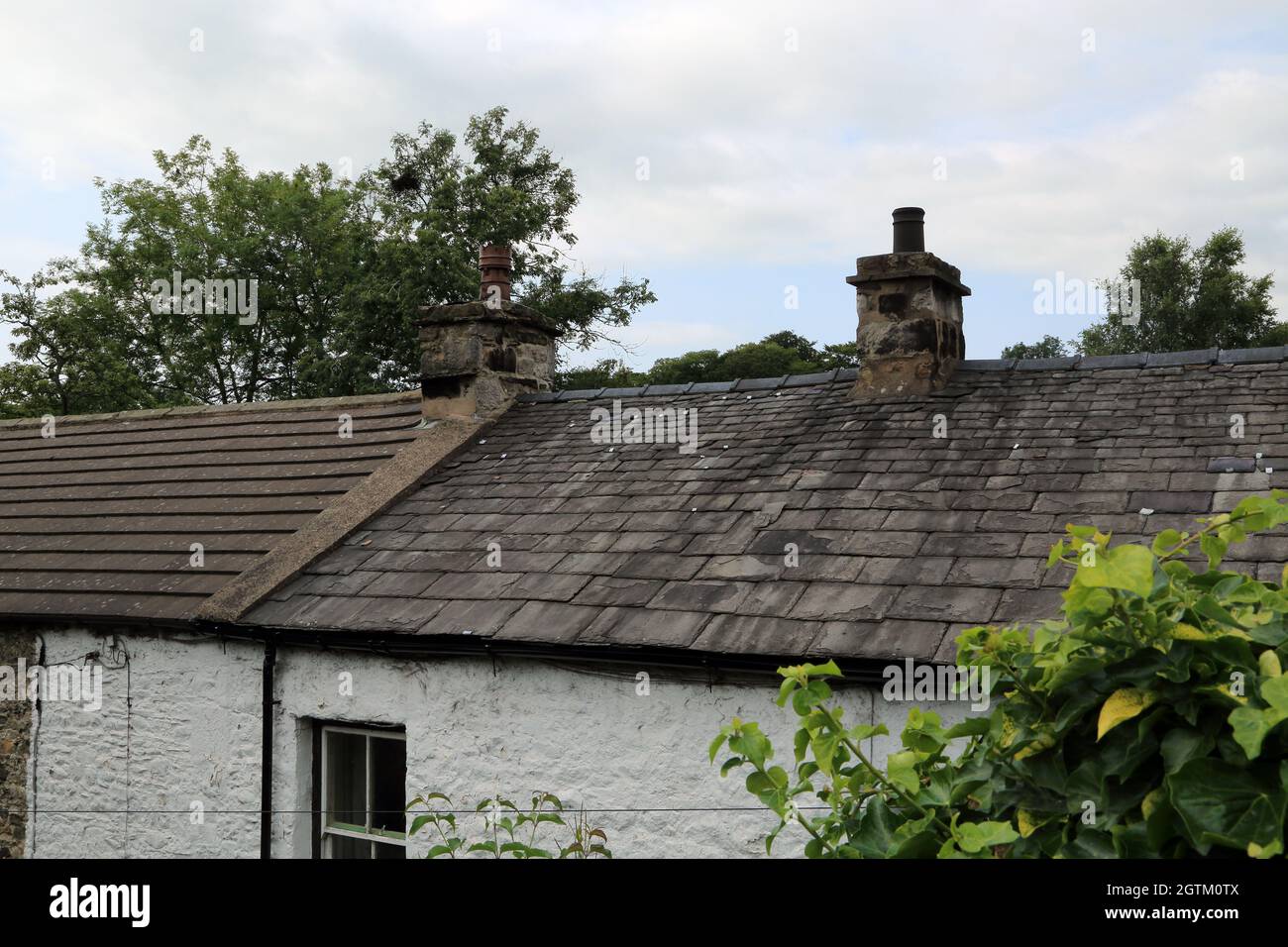 View of rooftops on Bank Bottom in Ingleton in the Forest of Bowland ...