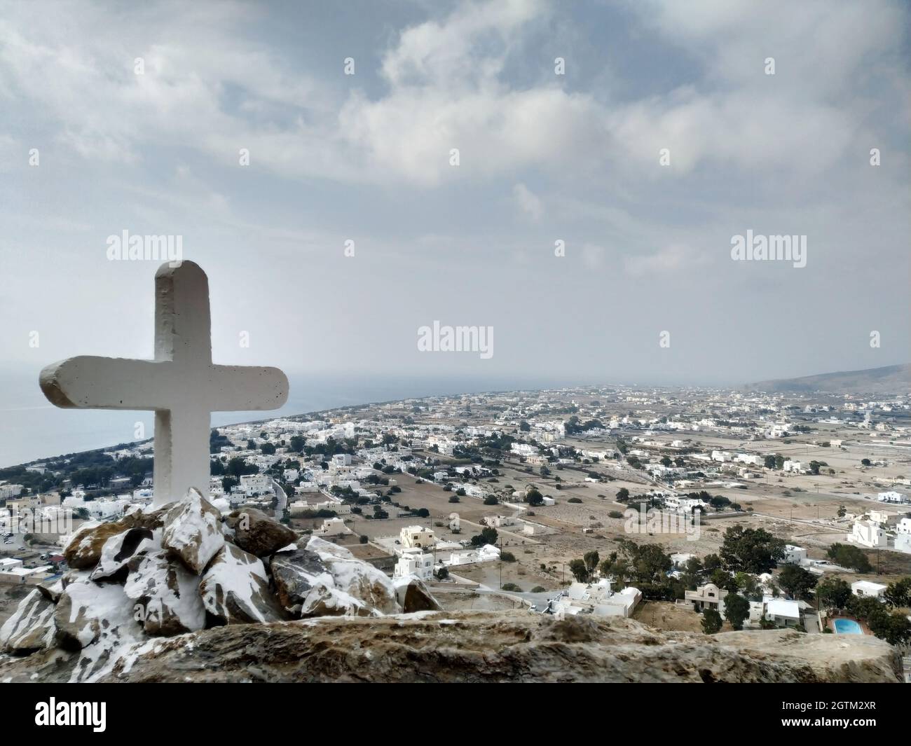 Perissa, Orthodox Church In Ancient Thira Stock Photo - Alamy