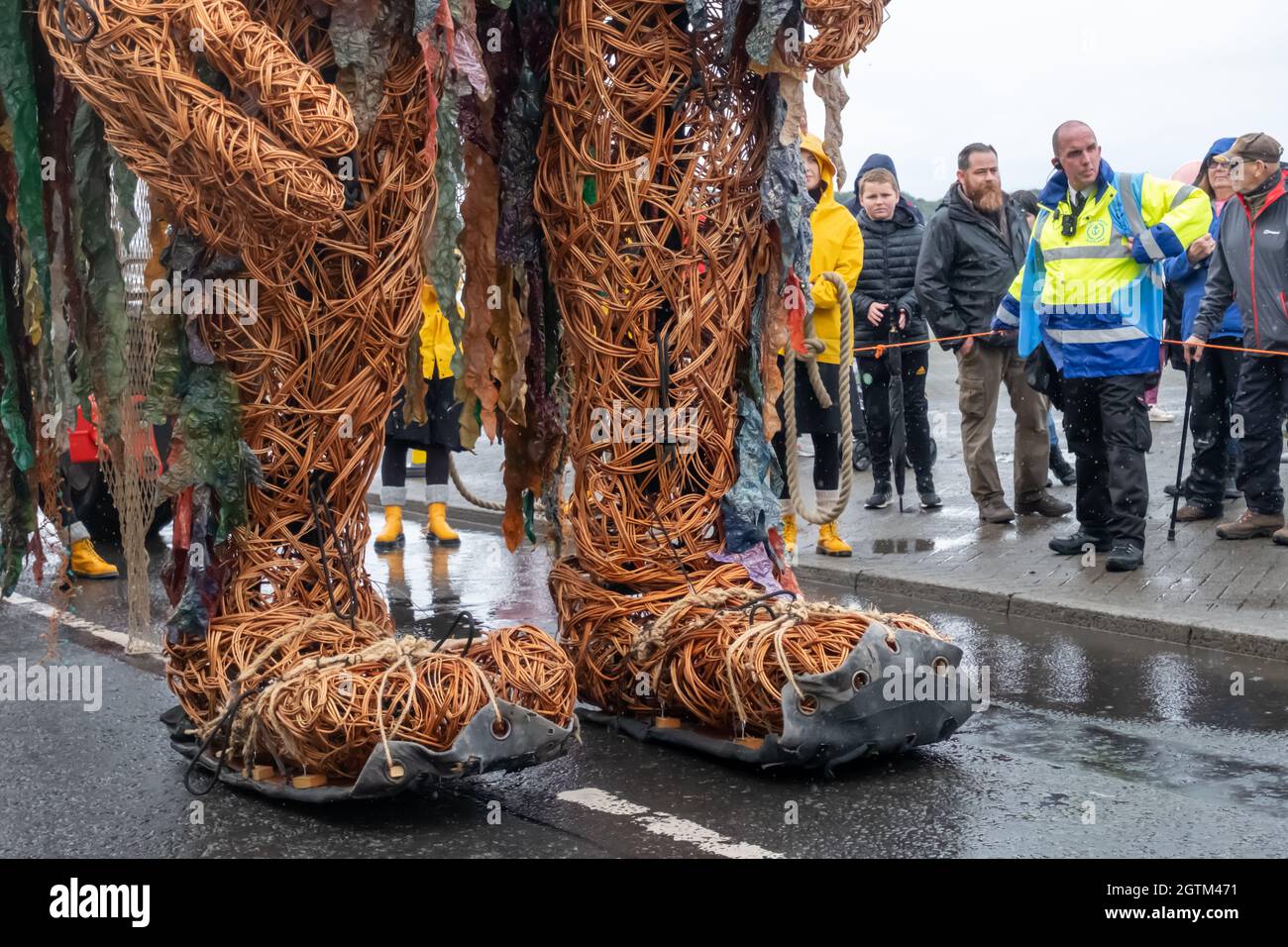 Irvine, Scotland, UK. 2nd October, 2021. A ten metre tall giant puppet ...