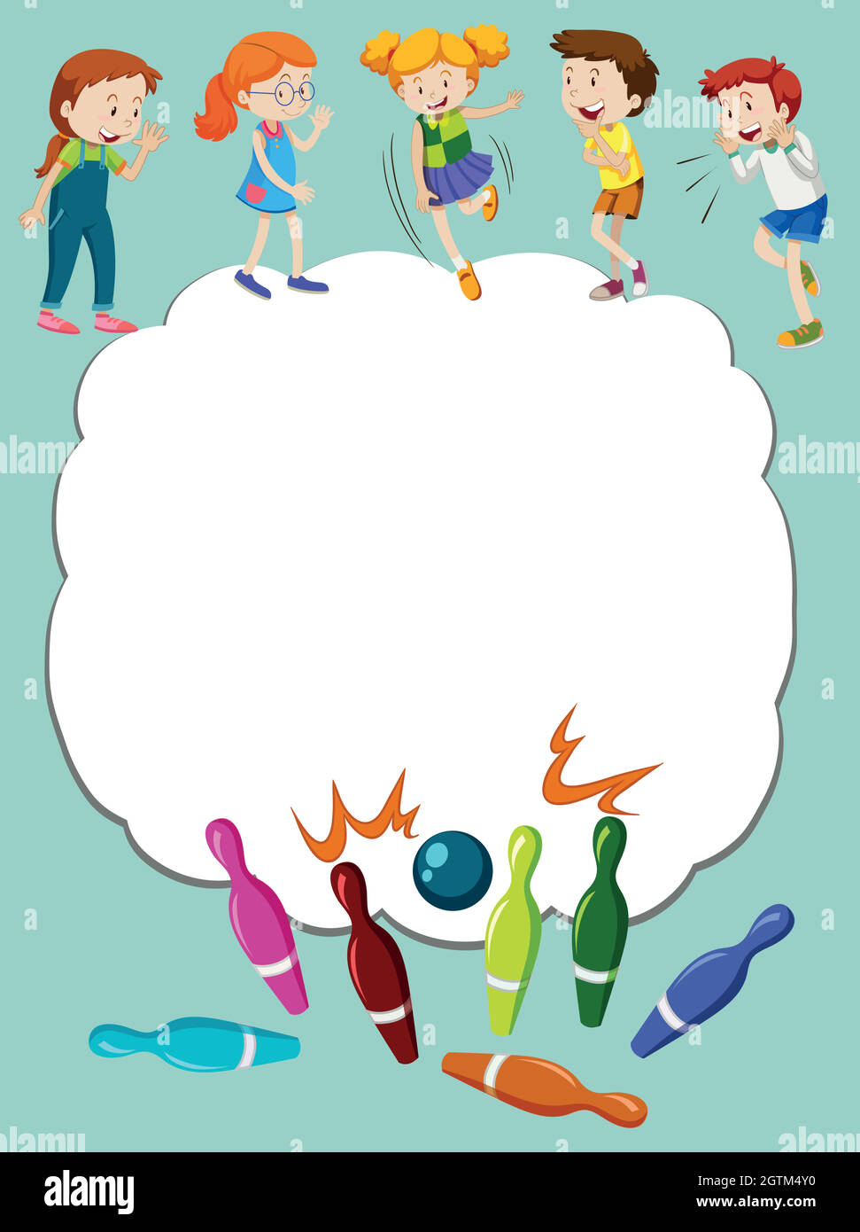Border template with kids bowling Stock Vector Image & Art - Alamy