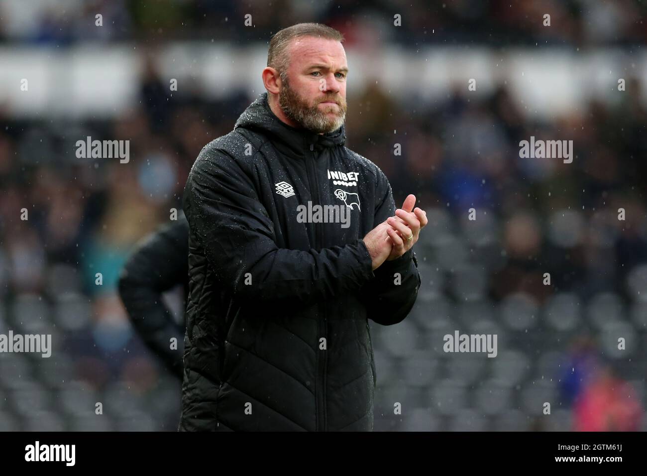 Derby County manager Wayne Rooney on the touchline during the Sky Bet ...