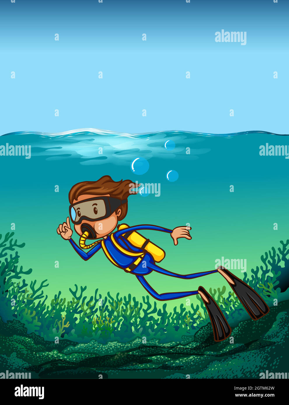 Cartoon man scuba diving Stock Vector Images - Alamy