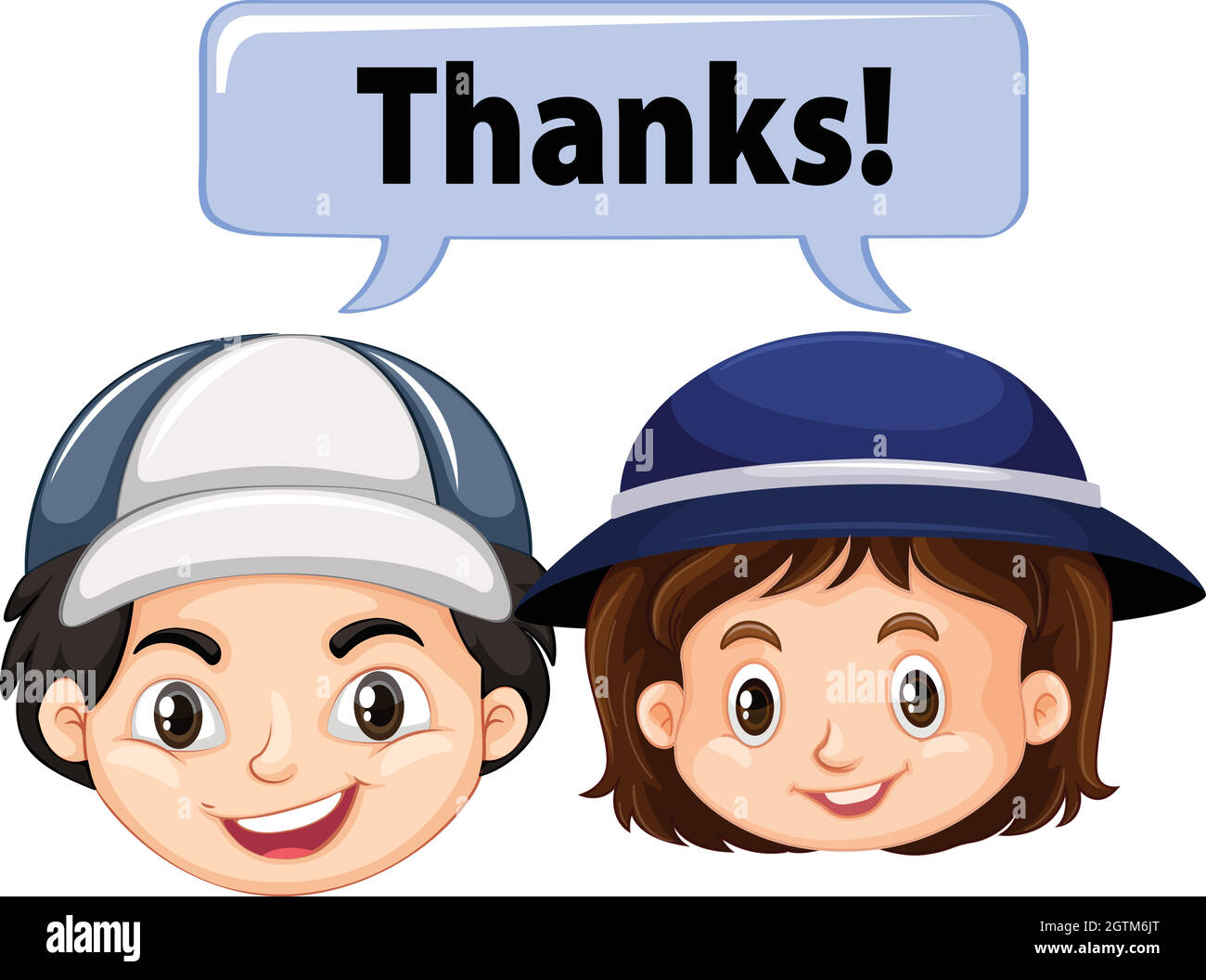 Boy and girl with word thanks Stock Vector Image & Art - Alamy